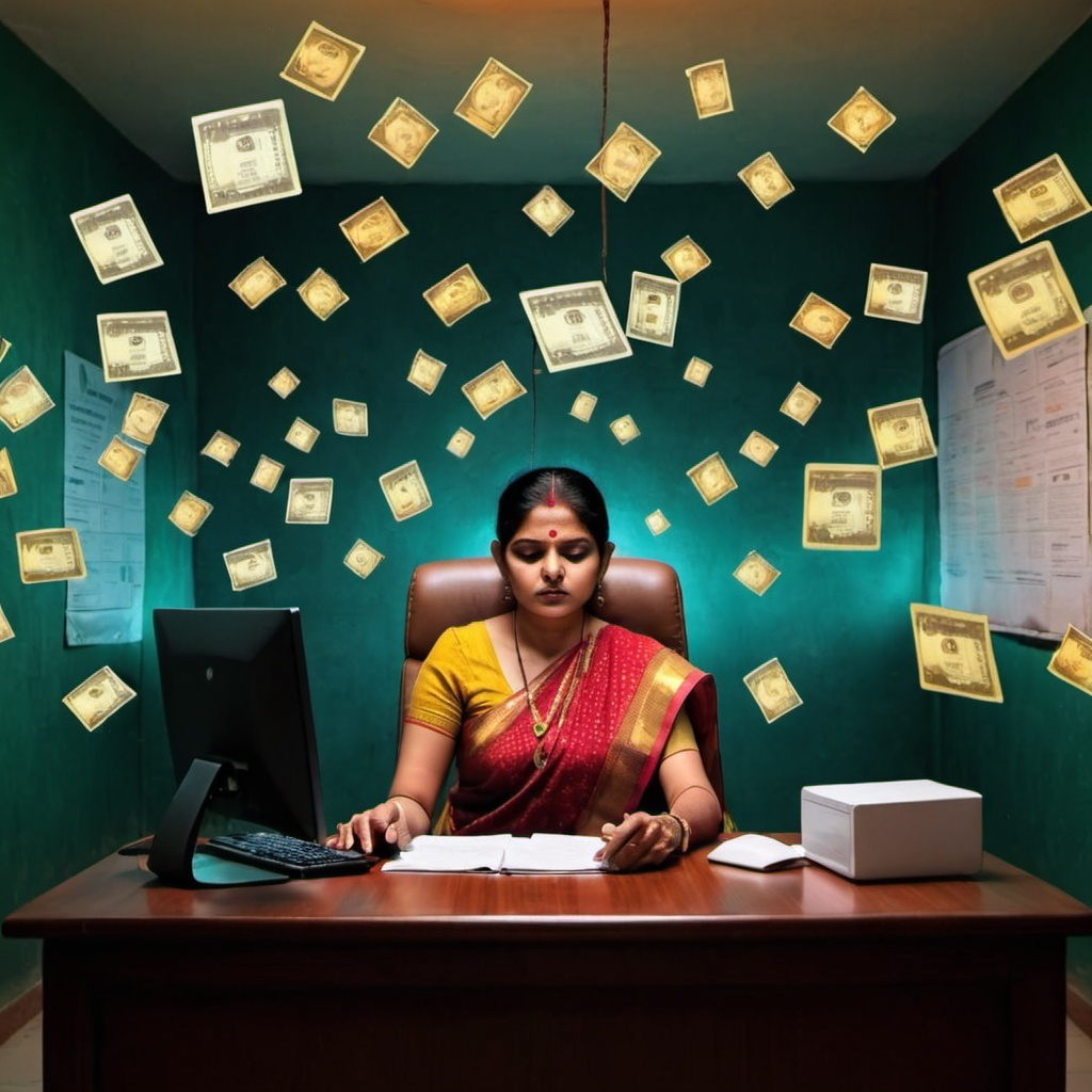 Indian scam center floating in the glowing internet