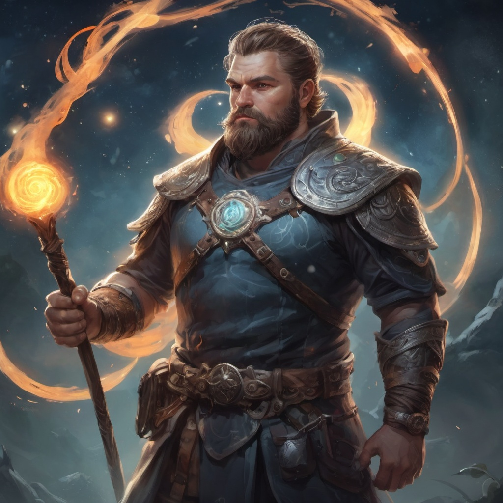 (Full body) male stocky fat masculine warrior with s...