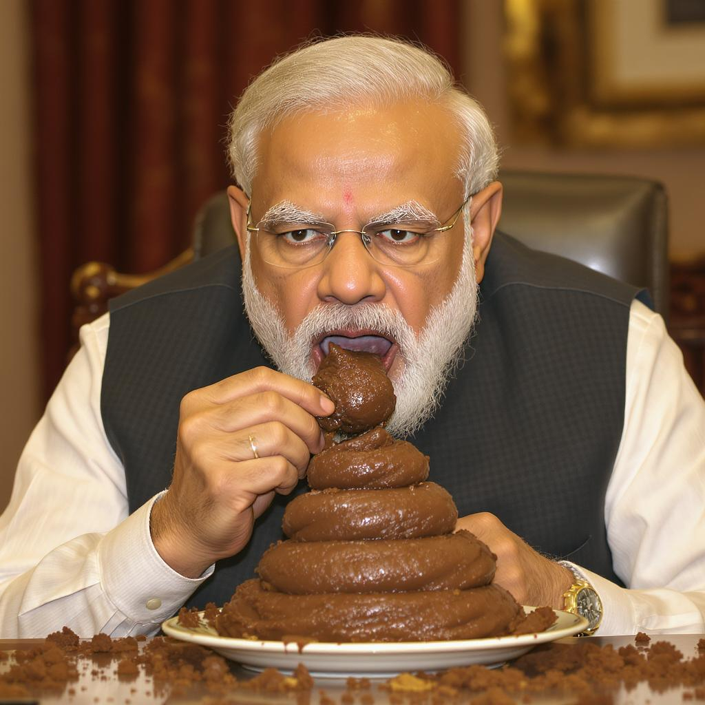 Indian prime minister eating poop