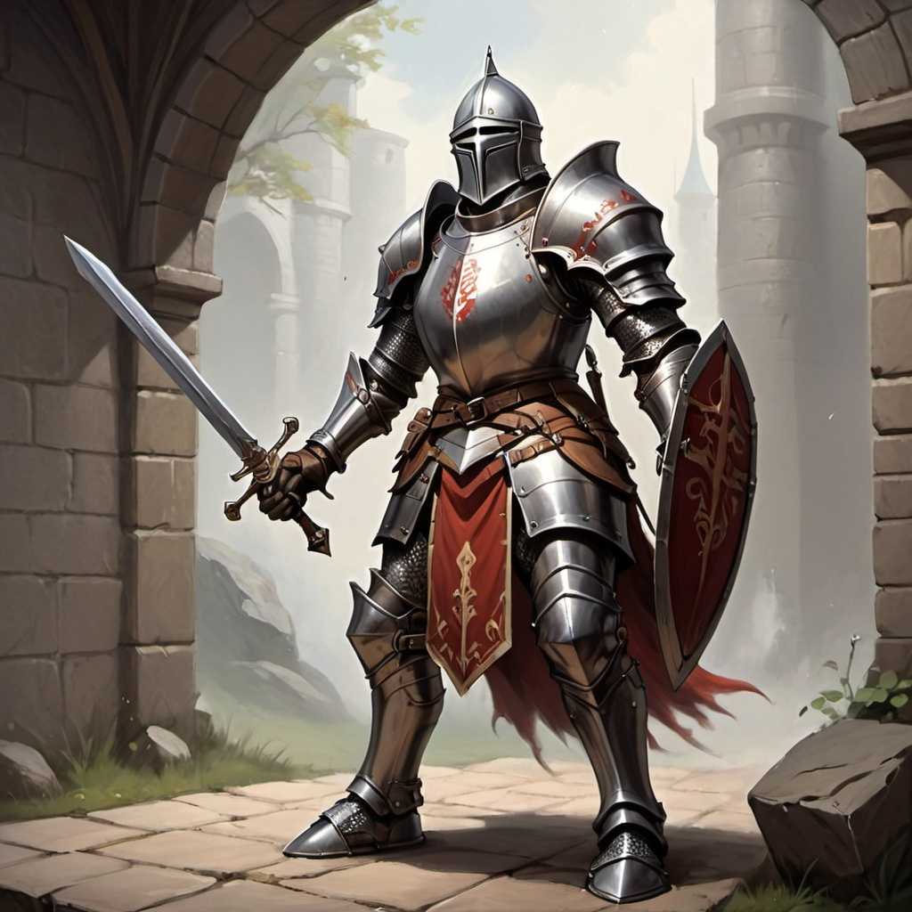 DnD armored knight guard in DnD art style