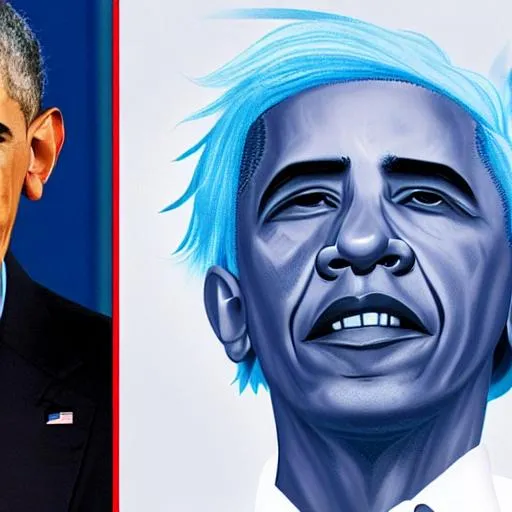 Barack obama with blue hair | OpenArt