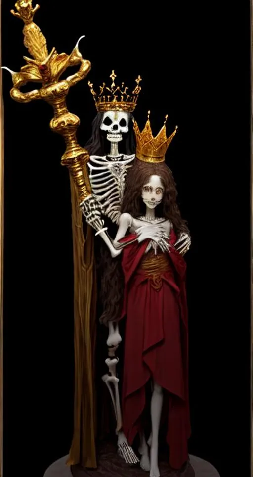 A large sculpture that consists of a human skeleton... | OpenArt