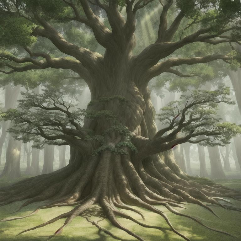 super detailed ancient tree of the Life where people...