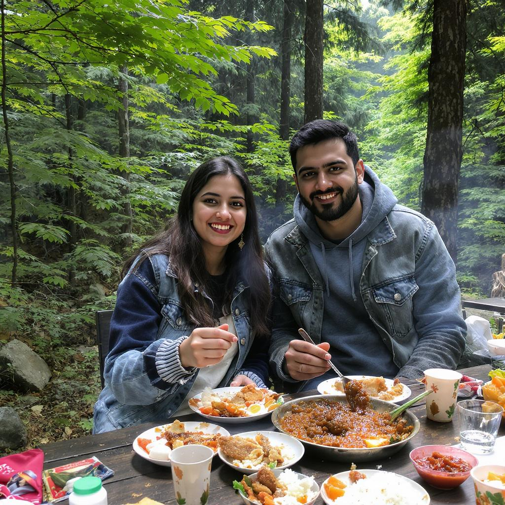 Two best friends visit in Pahalgam forest for vacati...