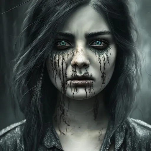 {{A meticulously detailed portrait of sad zombie}} {... | OpenArt