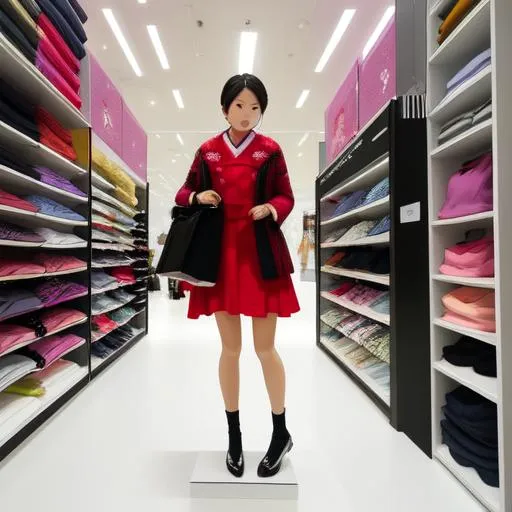 A stunning and tall Japanese woman is standing in a... | OpenArt