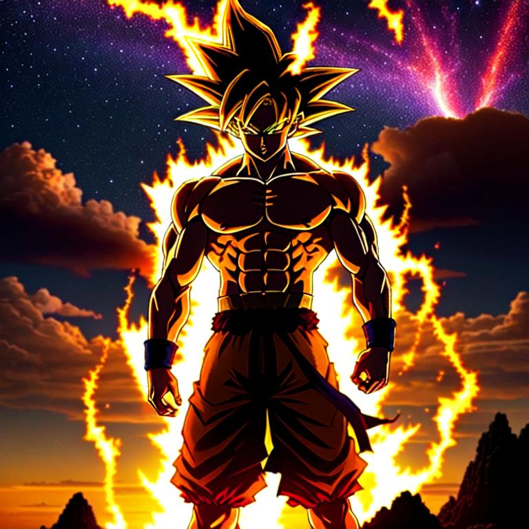 Shirtless, Super Saiyan, Goku, shredded clothing, ph... | OpenArt