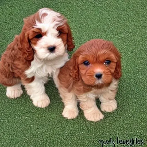 pretty cute cavapoo puppies with a sunset | OpenArt