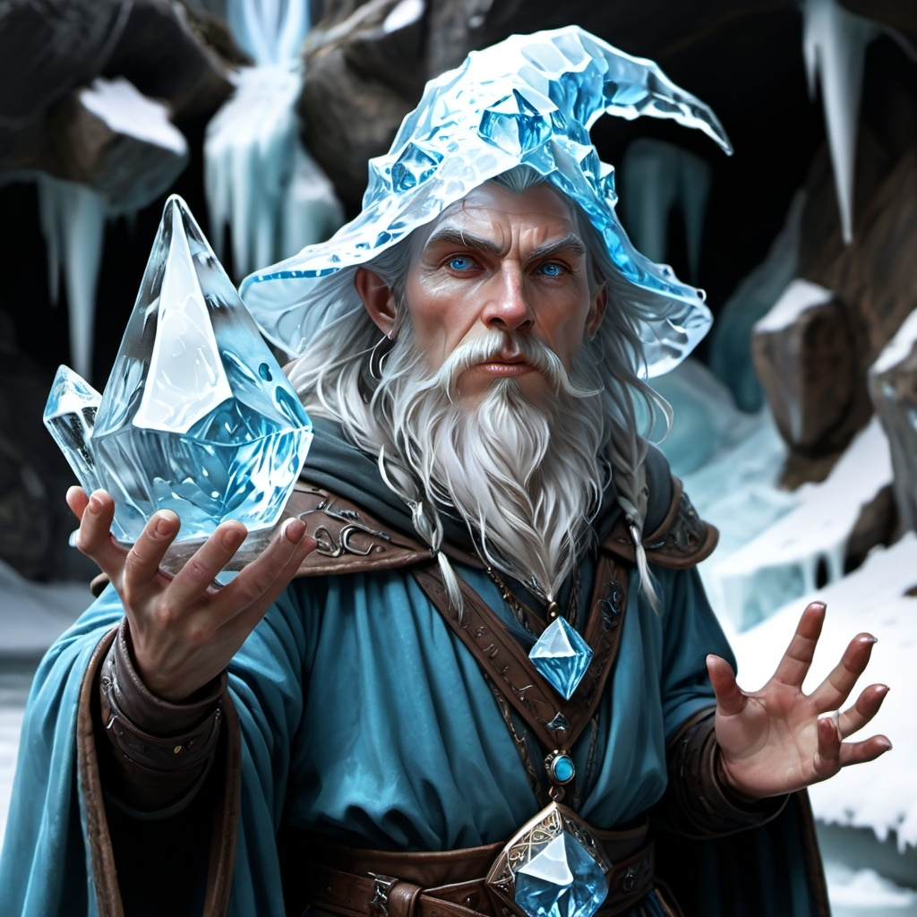 hyper realistic ice wizard dnd