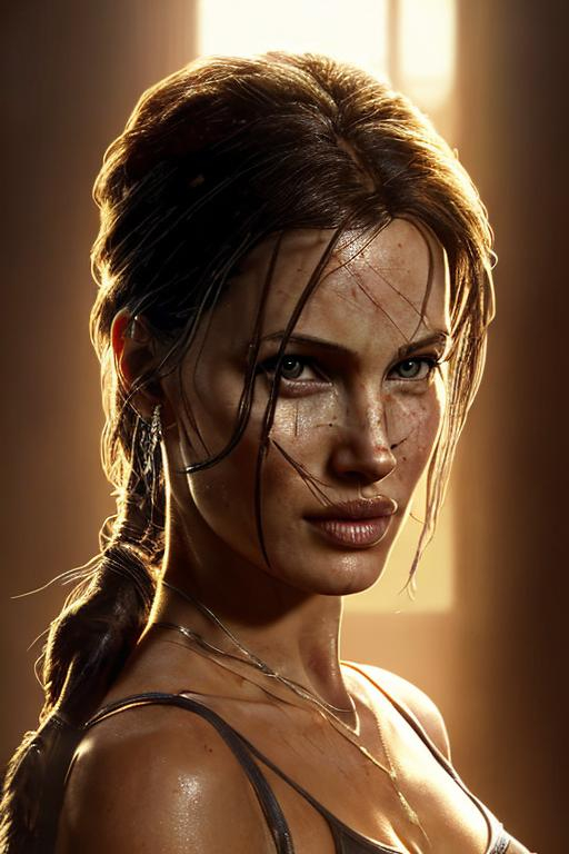 Stunning Lara Croft inside her gilded mansion, head... | OpenArt