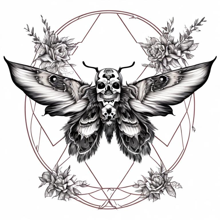 Death moth with skull body and rounded wings creatin...