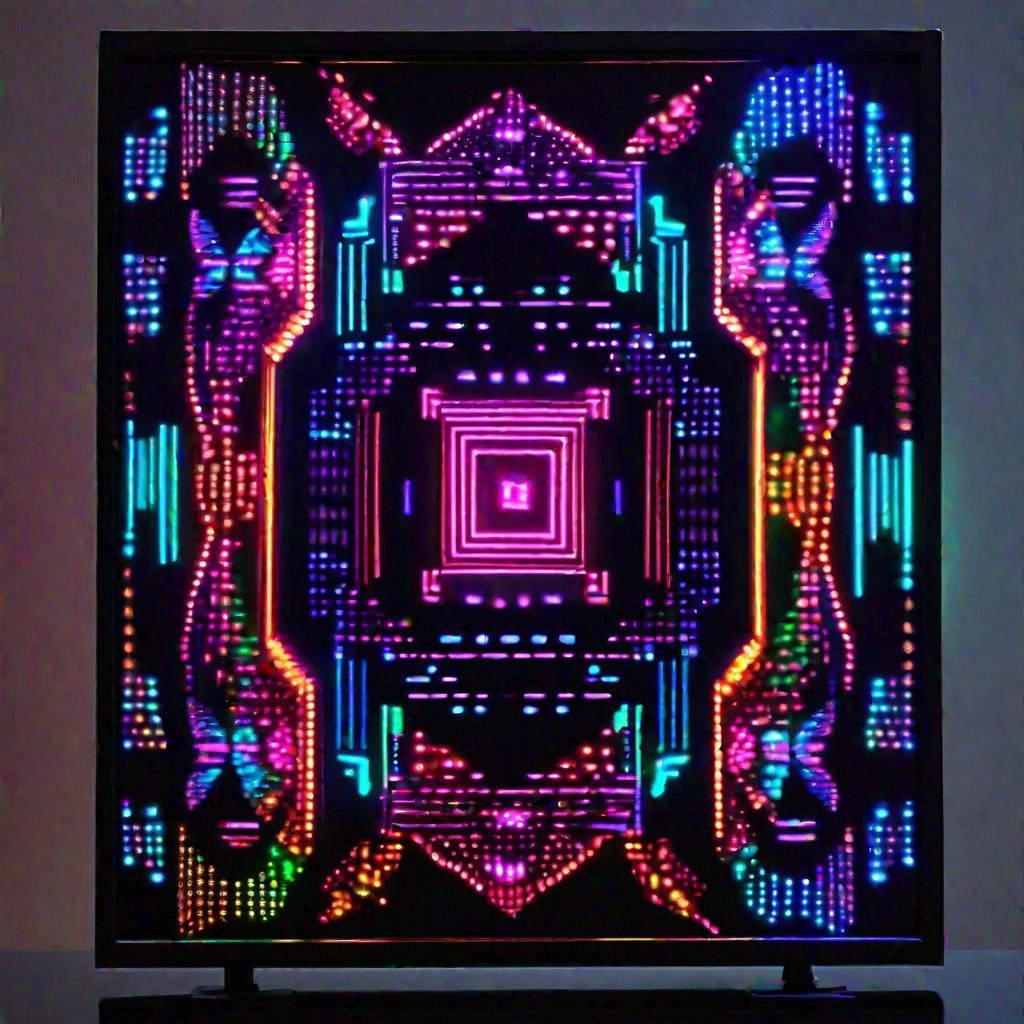 Showcase the LED badge prominently with its vibrant... | OpenArt