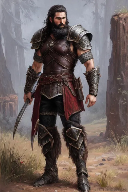 oil painting, male warrior fantasy character, rugged...