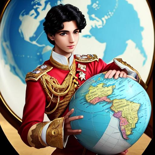 A 25 years old prince is holding the ultrarealistic...