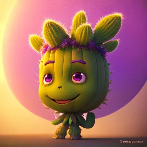Cute Ethereal Anthropomorphic Cactus Groot character...