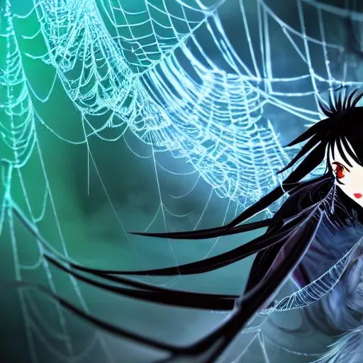 Arachne, Bird of paradise, spider web,, woman,Anime,... | OpenArt