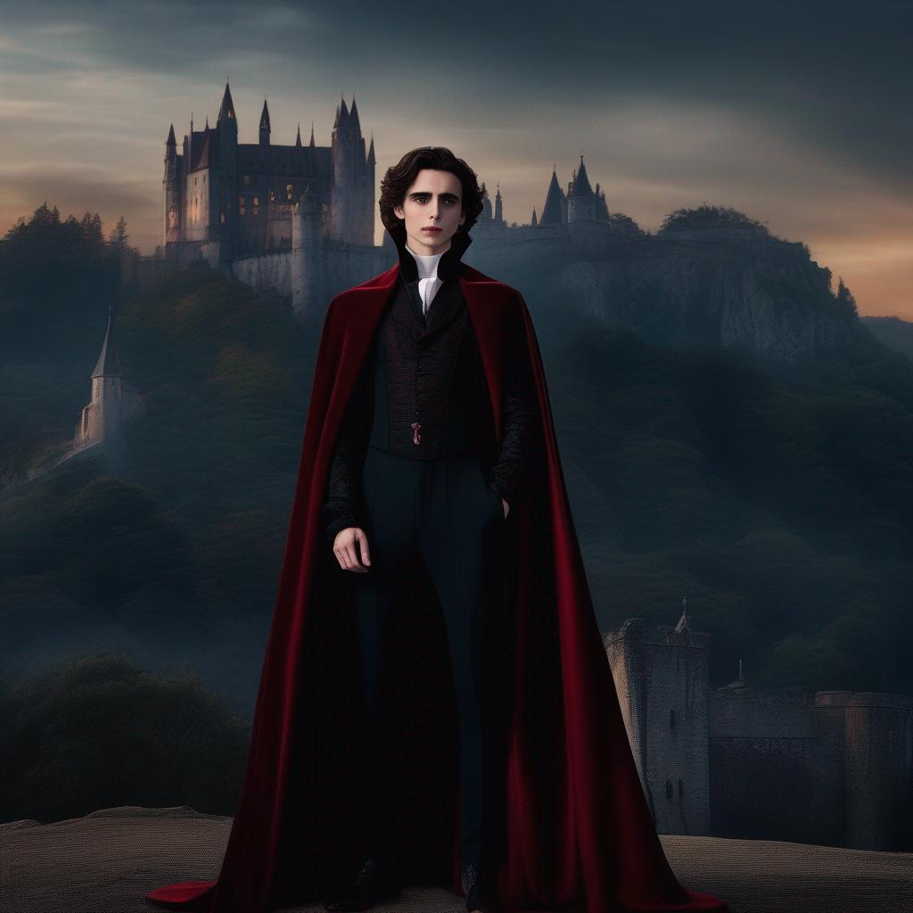 timothee chalamet as dracula in a vampire setting, c...