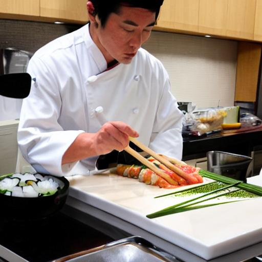 Japanese chef making sushi