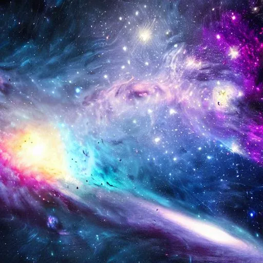horse galloping in the colorful milky way galaxy