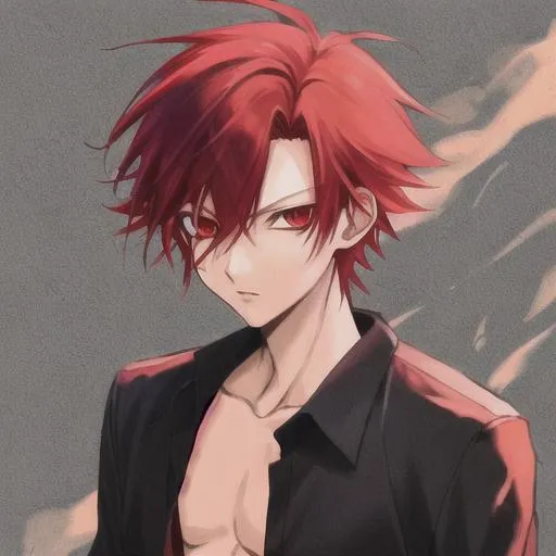 anime boy demon red hair perfect 2d | OpenArt