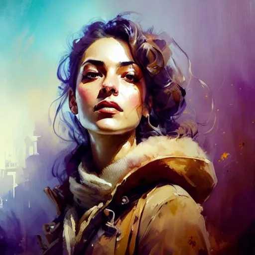 Professional painting of a beautiful steampunk woman...