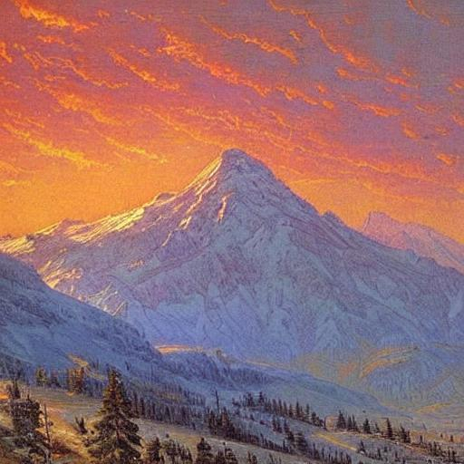 Mountain, sunset, beautiful artwork by ivan shishkin | OpenArt