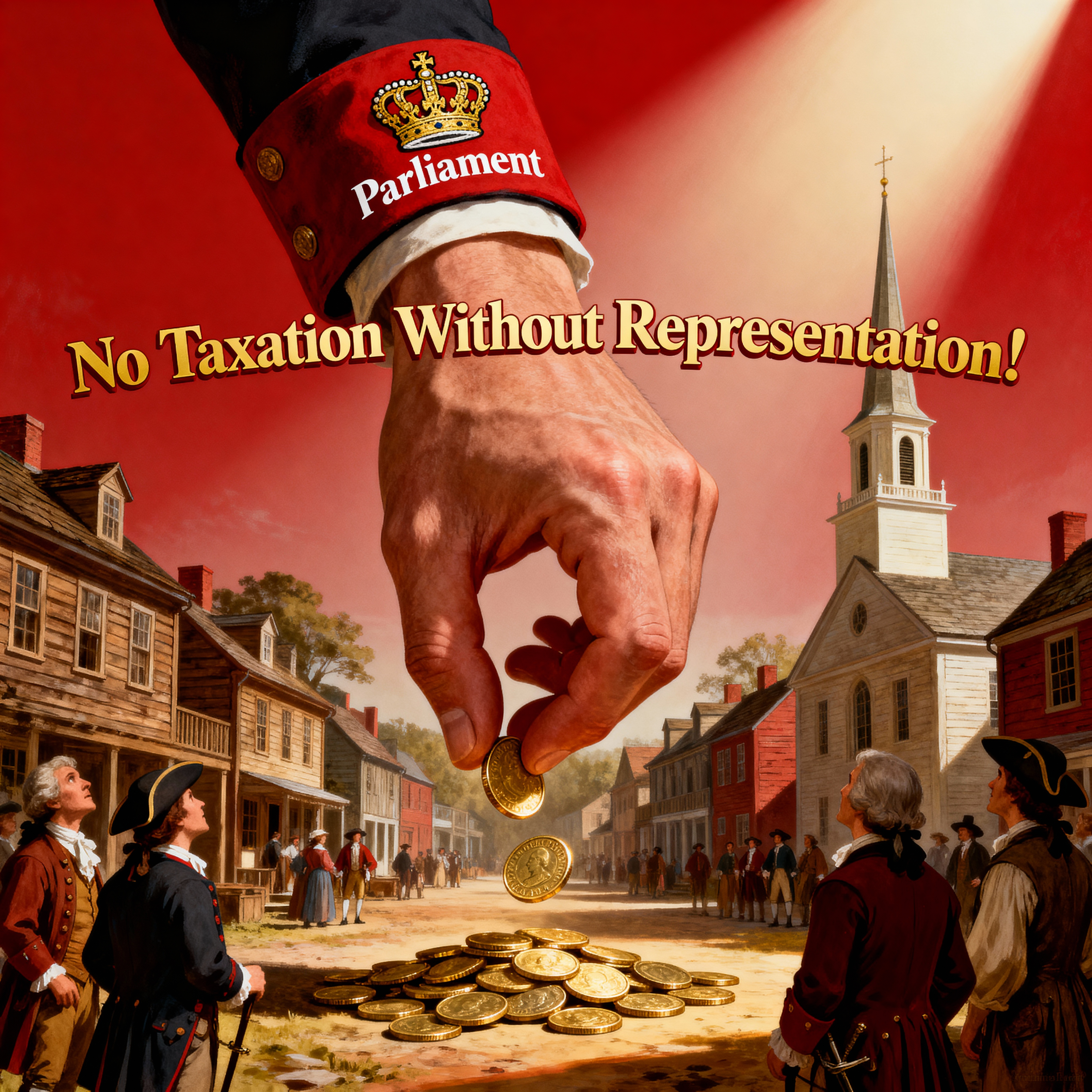Slogan: "No Taxation Without Representation!" Image:...