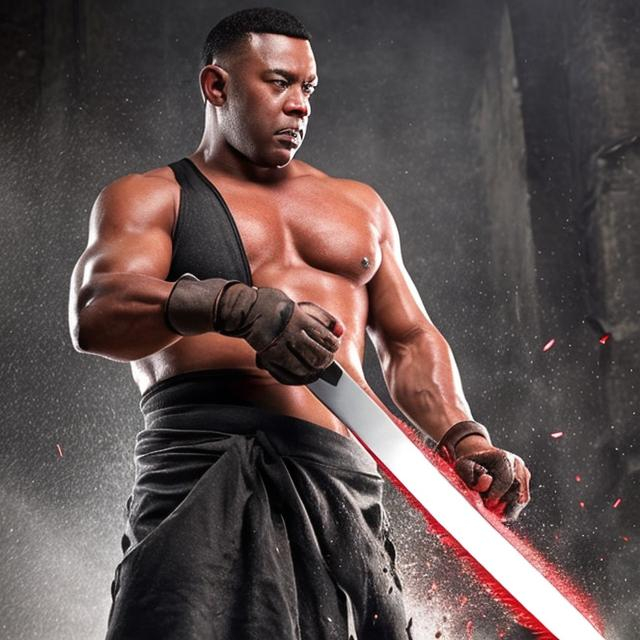 WANT A MAN USING A BIG BLADE CHOPPING PEOPLE IN 2 PICES