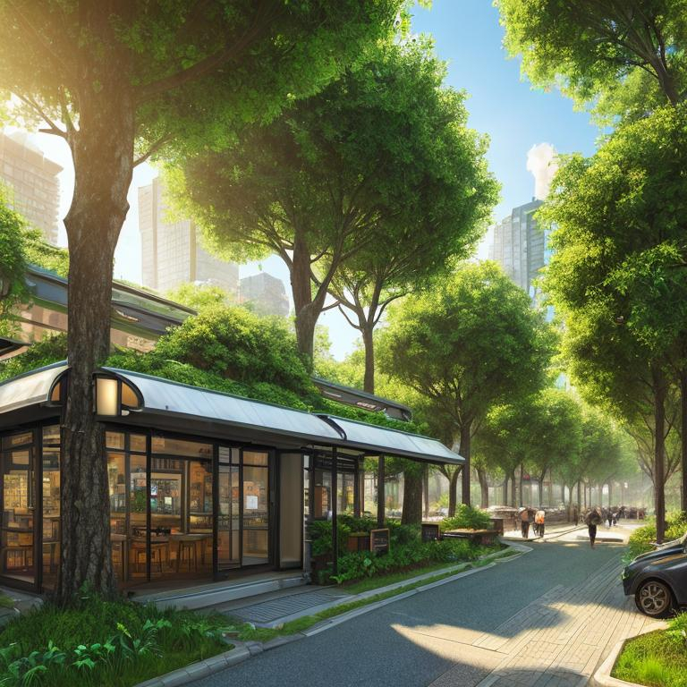 urban downtown storefront, cafe, sunny day, Realisti... | OpenArt