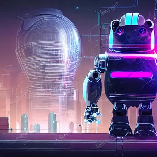 robot hamster super villain with high tech armor in...