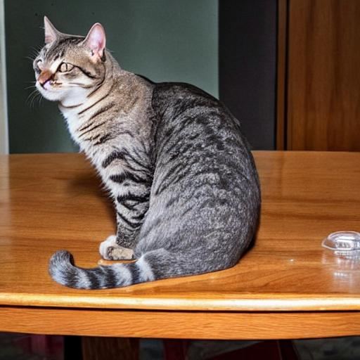 A cat sitting on a table | OpenArt