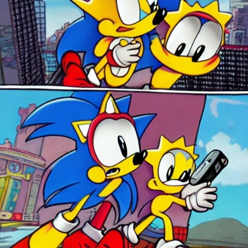 Sonic & Lisa Simpson using the silence phone