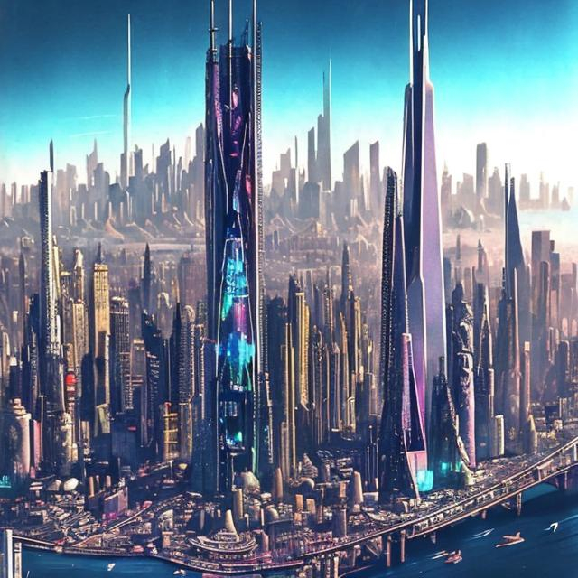 Futuristic New York retro City. 2050