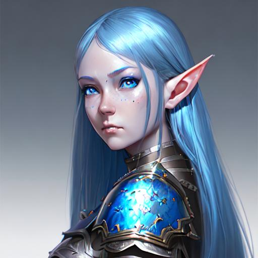 A girl with beautiful blue skin, elf ears, blue eyes... | OpenArt
