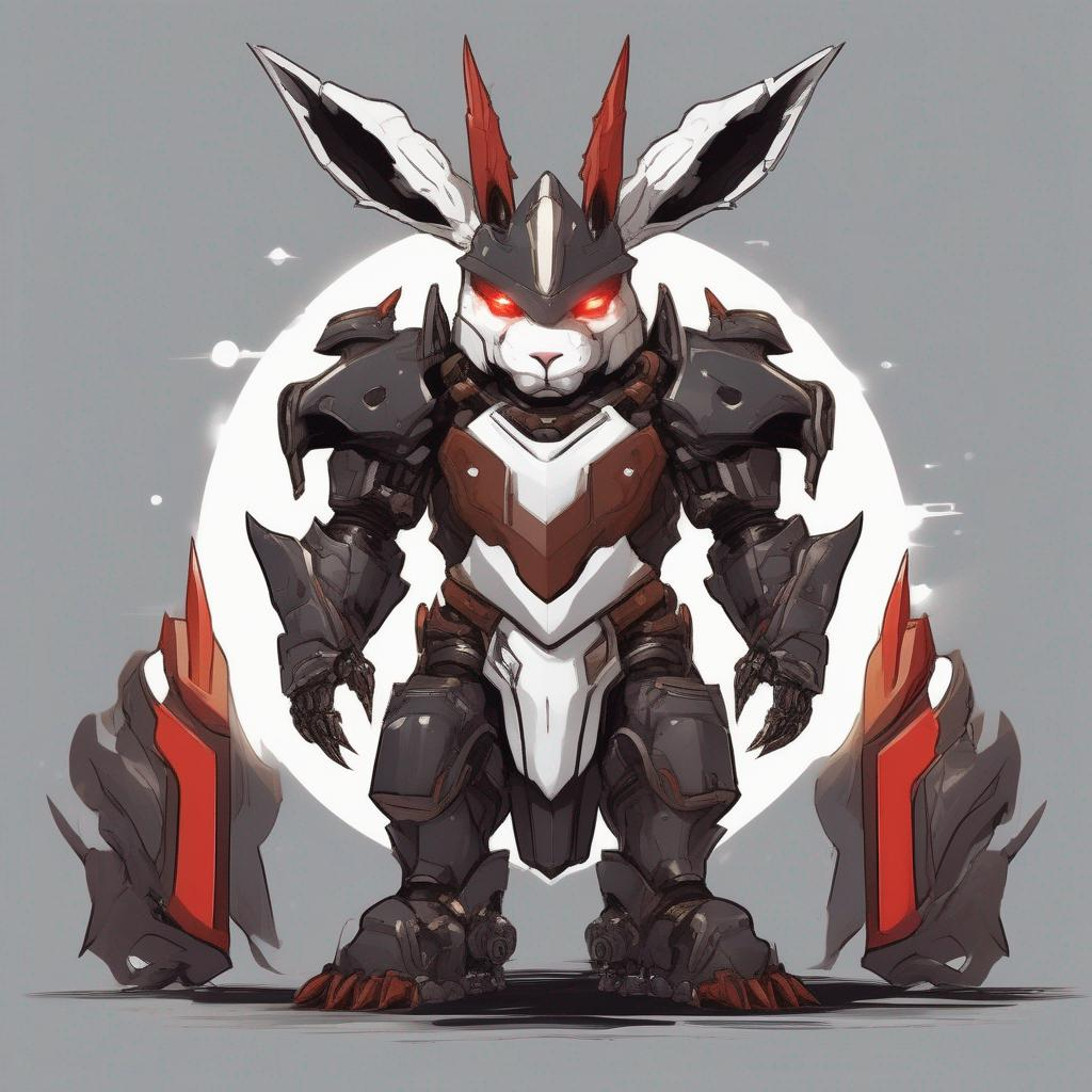 Rabbit Monster, covered in black and dark brown fur,... | OpenArt