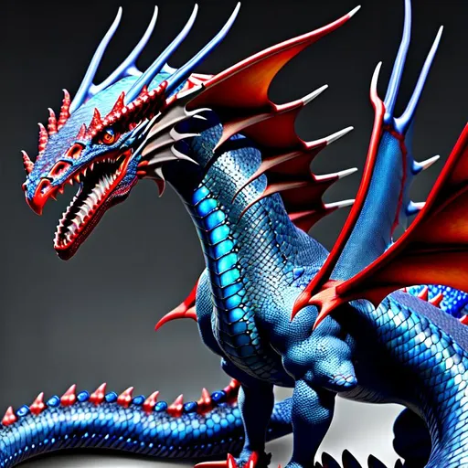 Wyvern, the character has deep blue scales detailed,...