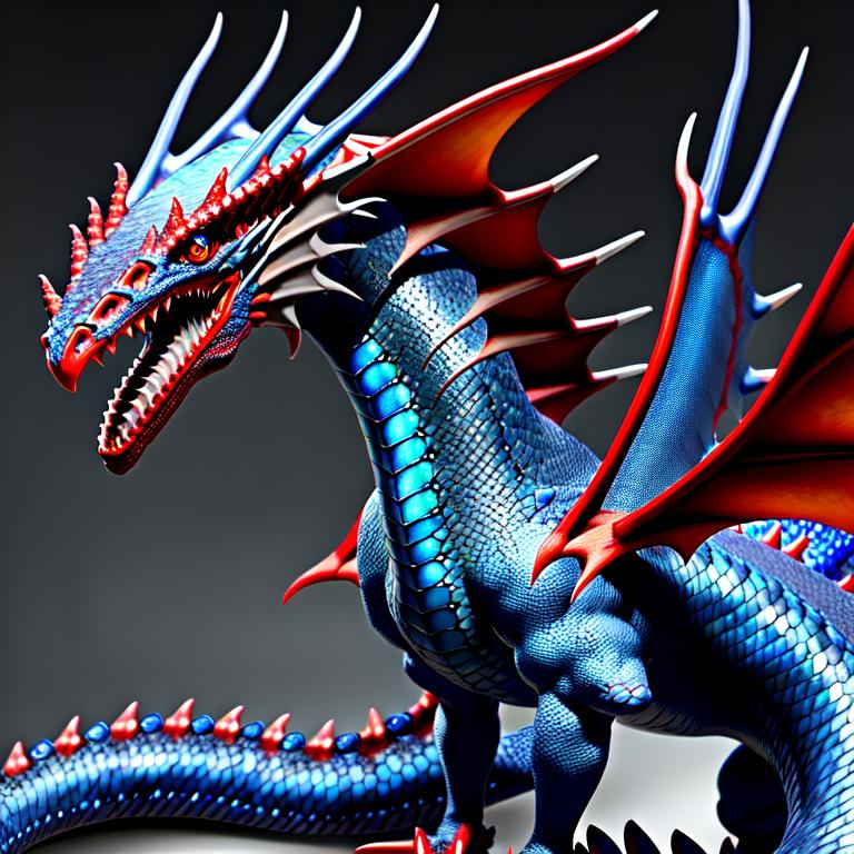 Wyvern, the character has deep blue scales detailed,...