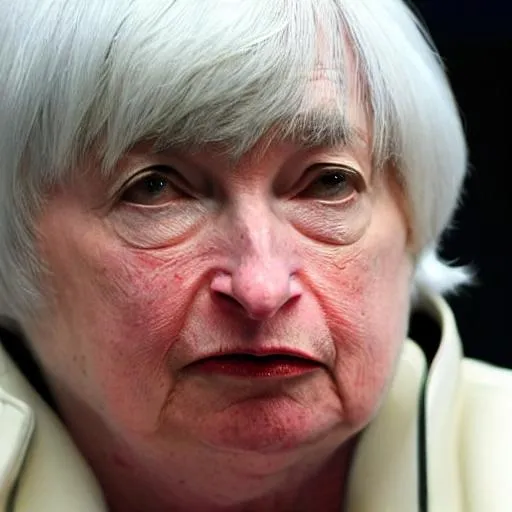 Janet yellen flipping off the camera | OpenArt
