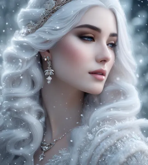 Portrait of a beautiful female Spirit of Snow and Wi...