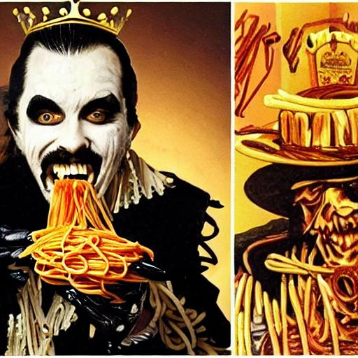 King diamond eating spaghetti