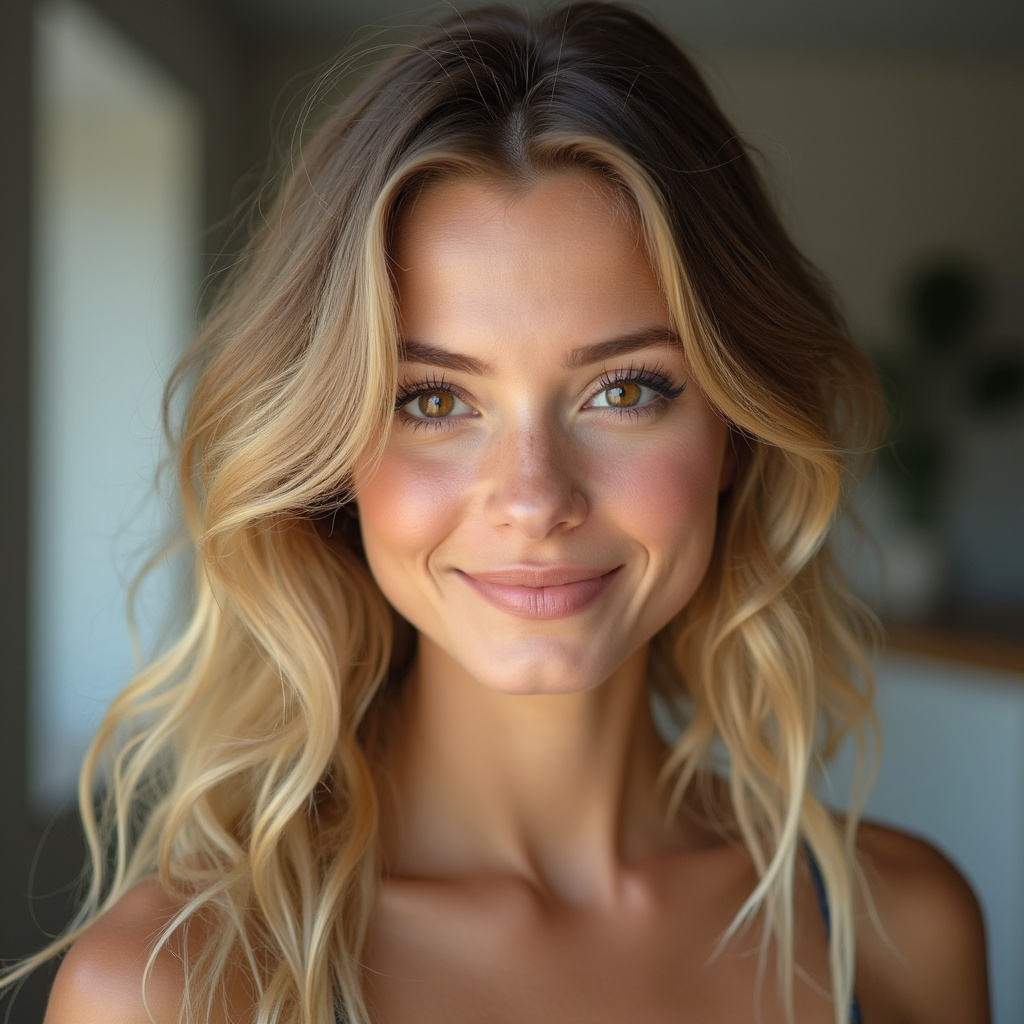 potrait of a woman in her 20s, natural blonde hair,...