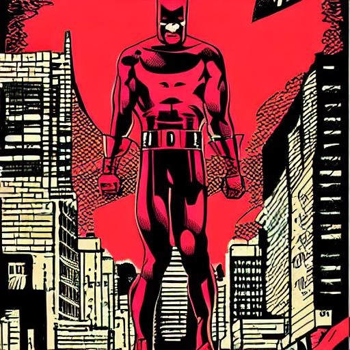 Retro comic style artwork, highly detailed Daredevil...