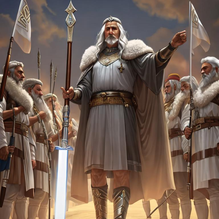 A legendary ancient israel king left hand holding a...