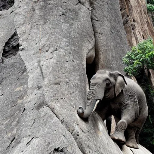 elephant goes rock climbing | OpenArt