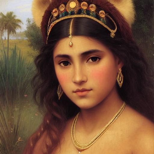 a portrait of a beautiful tribal princess with bear...