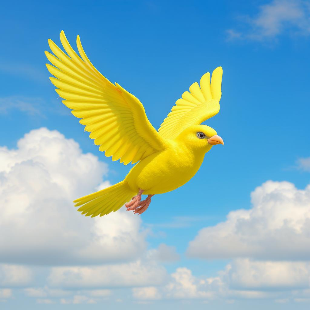 CLAYMATION YELLOW CANARY WINGS OUT FLYING IN THE AIR