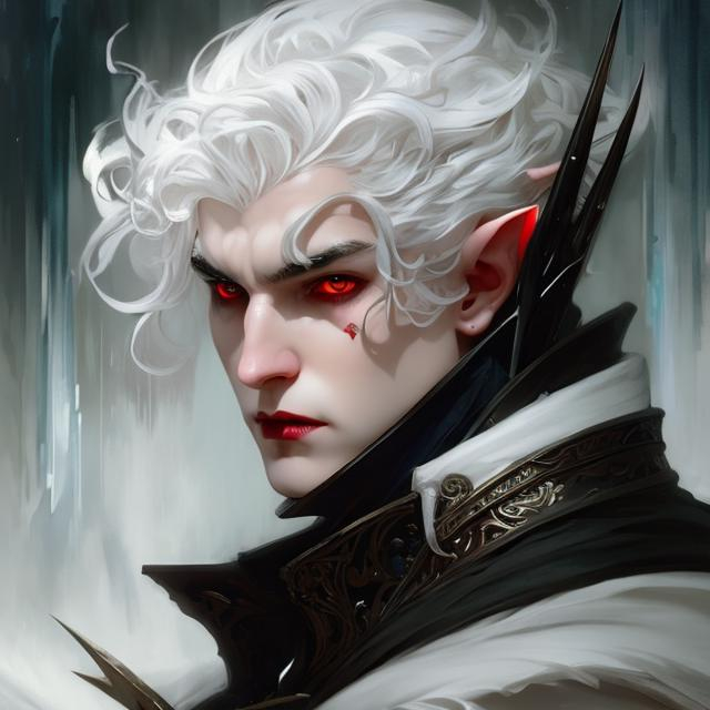 Splash art portrait of male vampire, elf, androgynou...