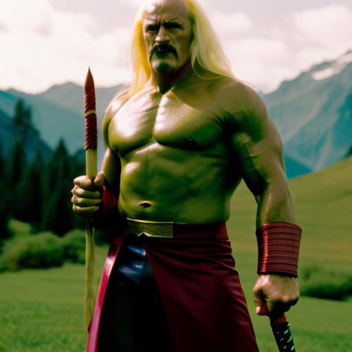 Hulk Hogan, WWE superstar, as a 1980s dark fantasy l... | OpenArt