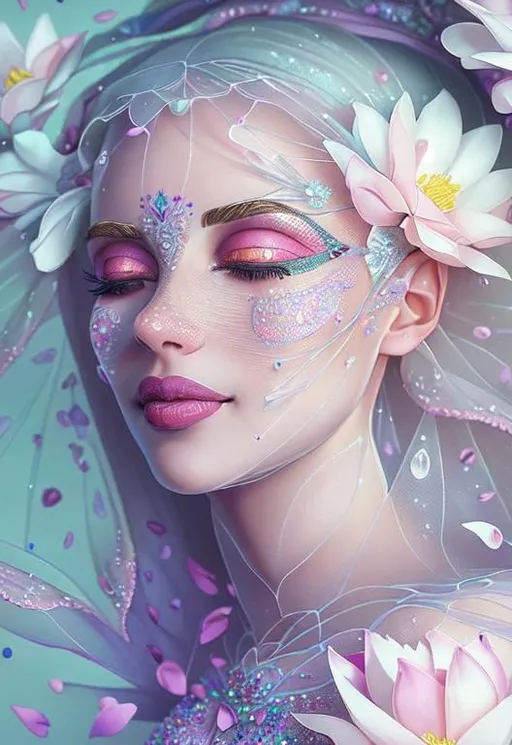 Beautiful, gentle young woman wearing a dress made o...