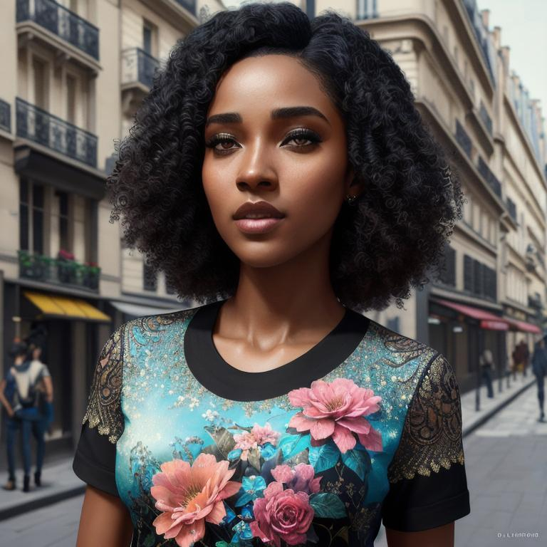 Paris street setting, realistic beautiful young blac... | OpenArt